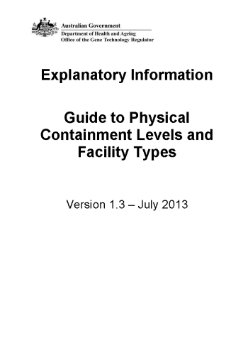 Explanatory Information - Guide to Physical Containment Levels and ...